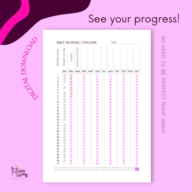 Yearly Bible Reading Habit Tracker Printable and Fillable - Etsy