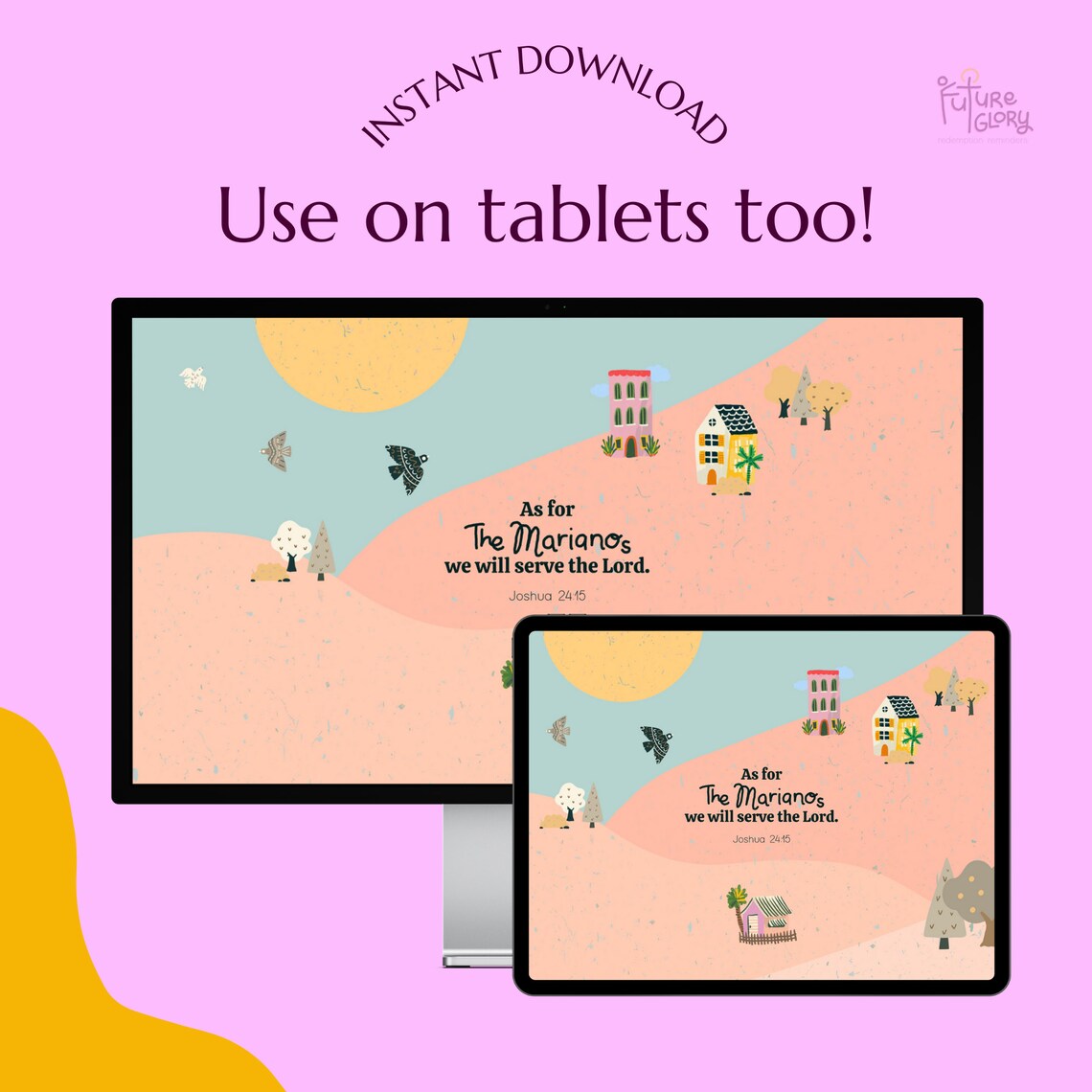 Bible Verse Desktop Laptop Wallpaper Background as for Me and - Etsy