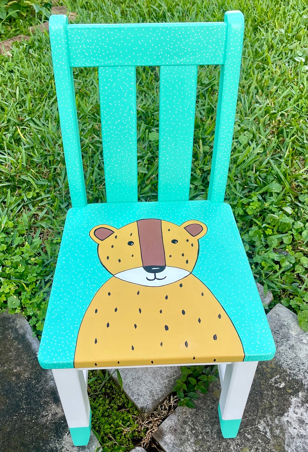 Hand Painted Kids Chairs Wood Accent Stool - Etsy