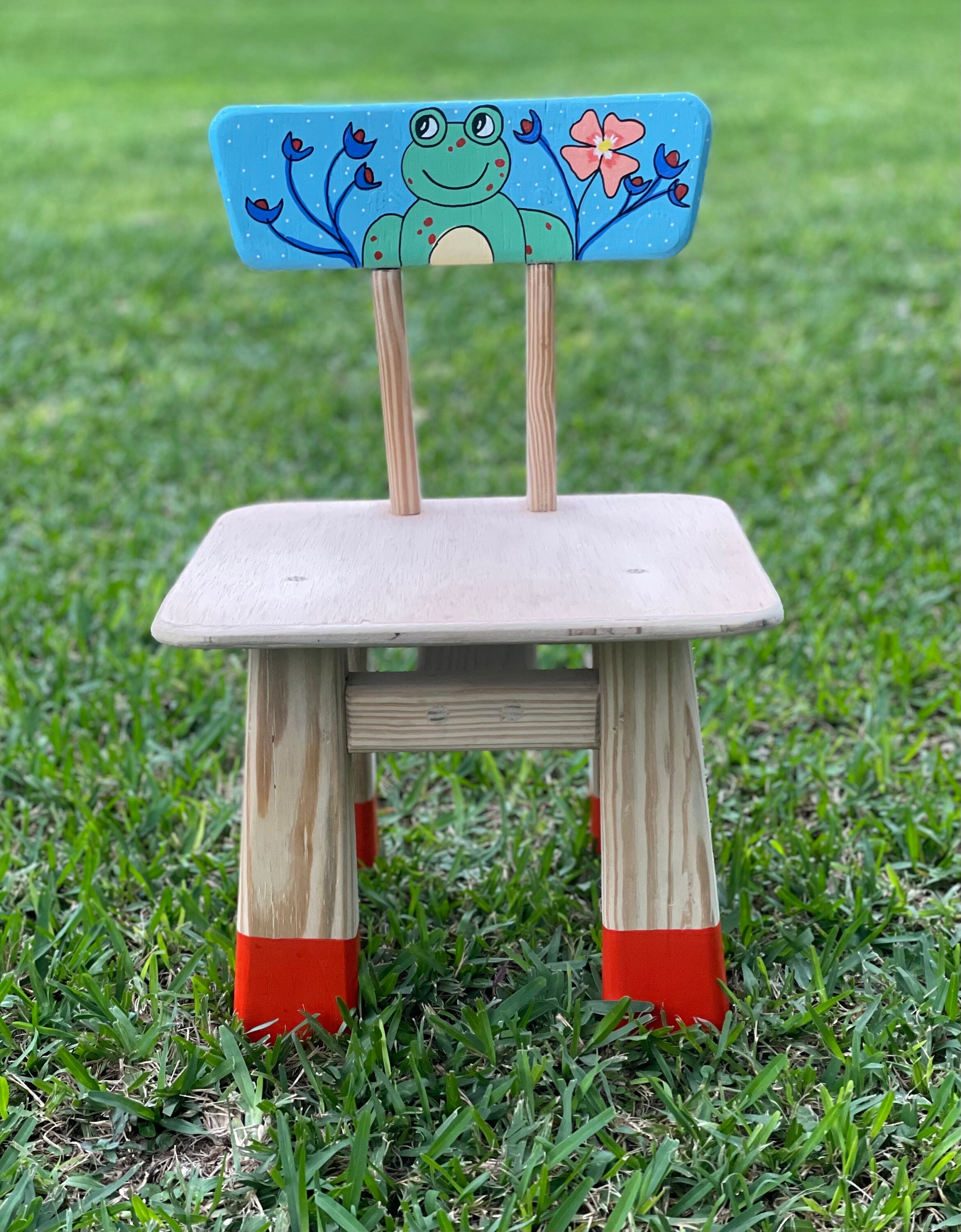 Hand Painted Kids Chairs Wood Accent Stool - Etsy