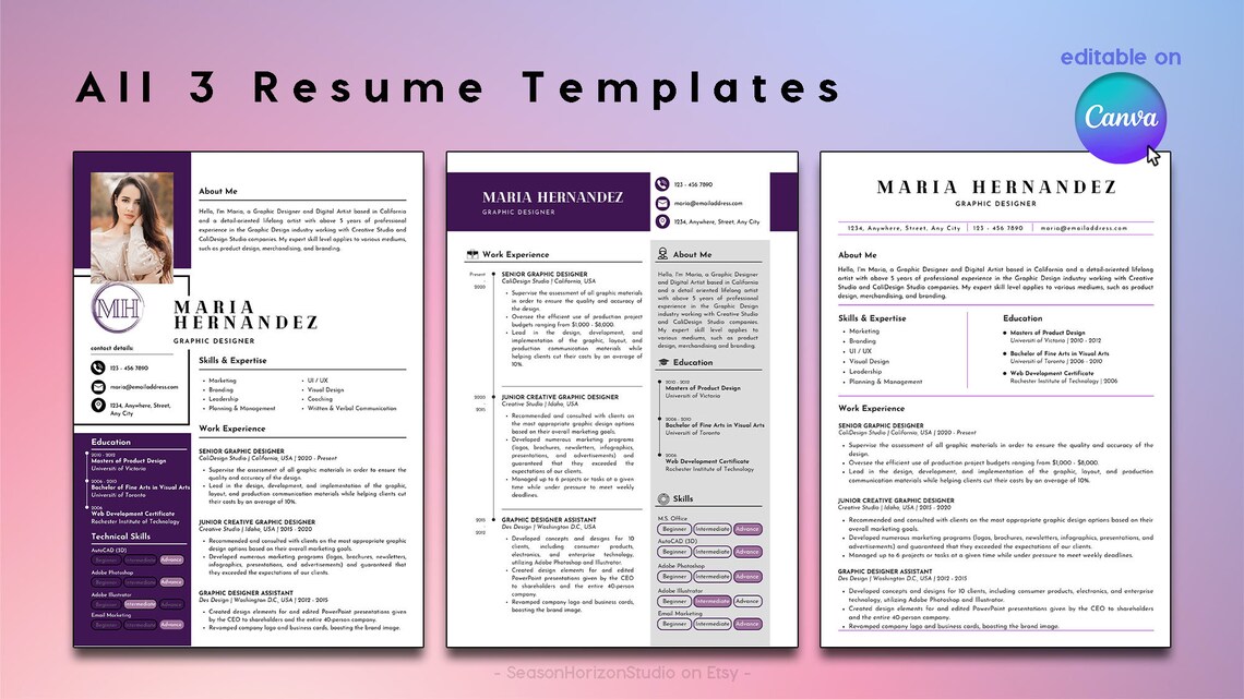 Creative Professional Resume Template 'maria' - Etsy