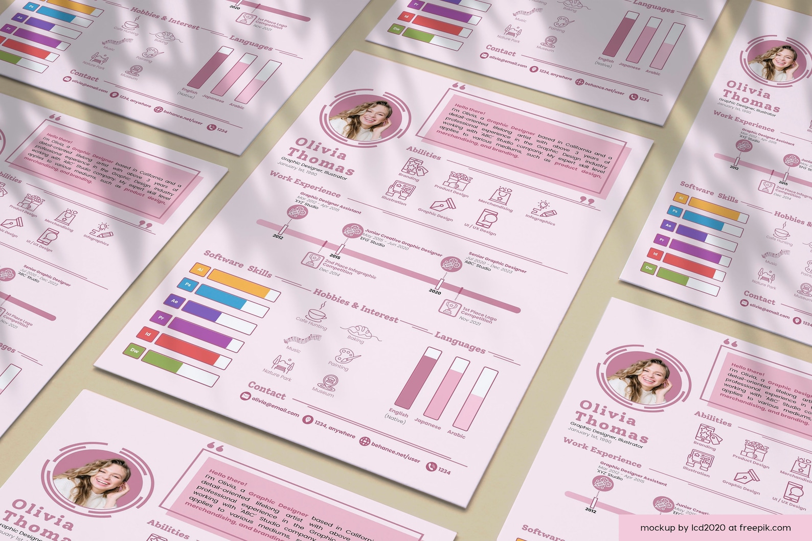 Graphic Design Resume Template 'olivia' Editable Canva Resume for ...