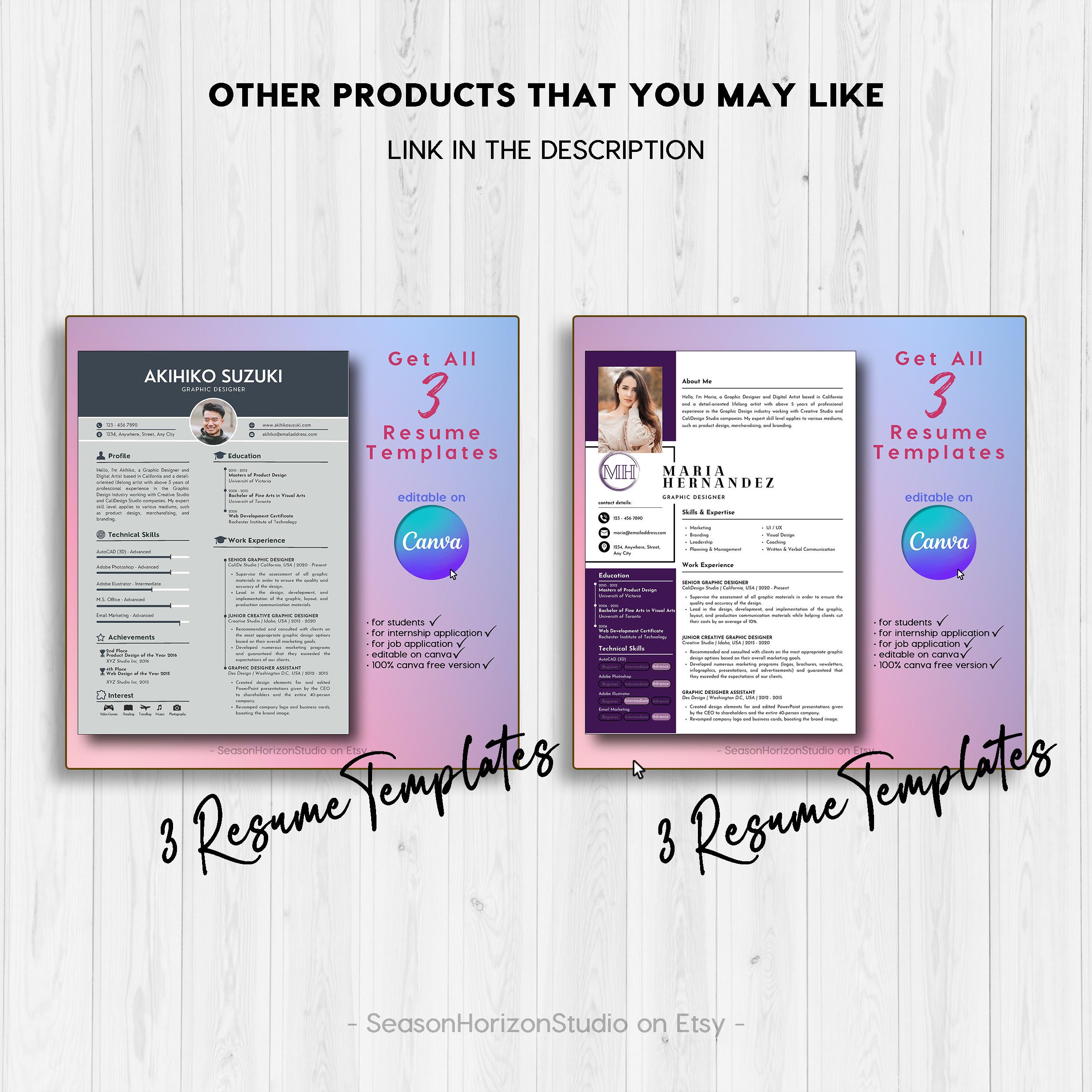 Graphic Design Resume Template 'olivia' Editable - Etsy
