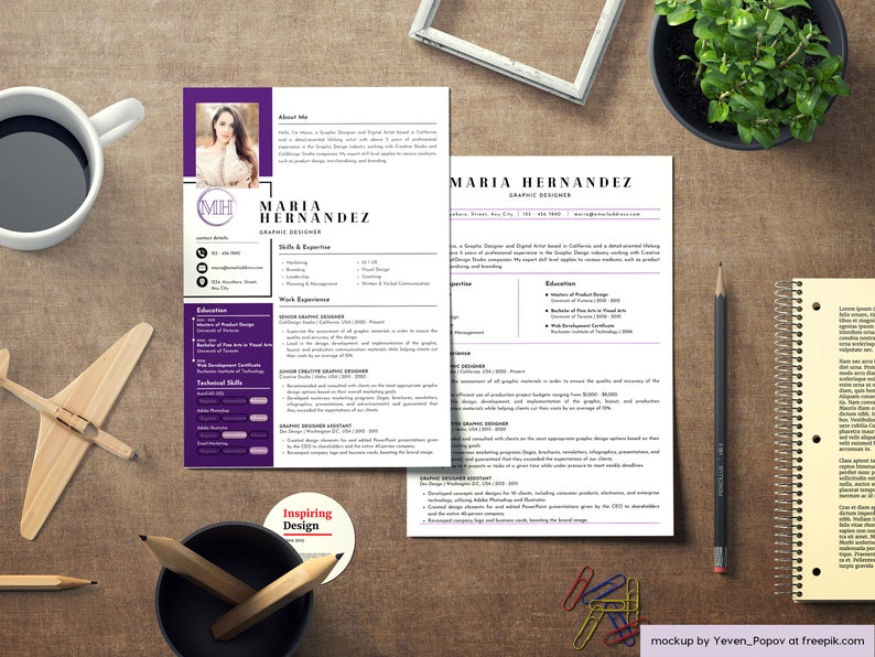 Creative Professional Resume Template 'maria' - Etsy
