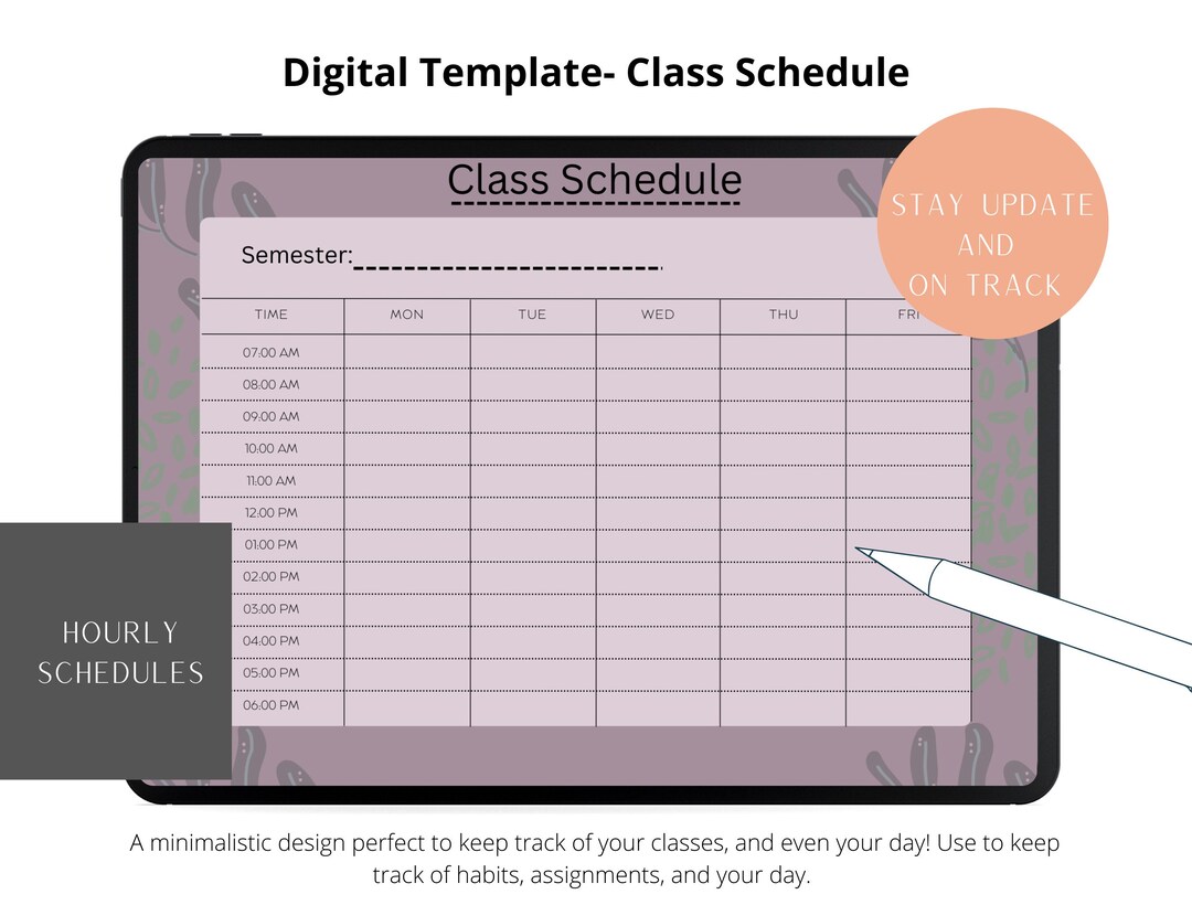 Class Schedule EASY to Use Template. - Etsy