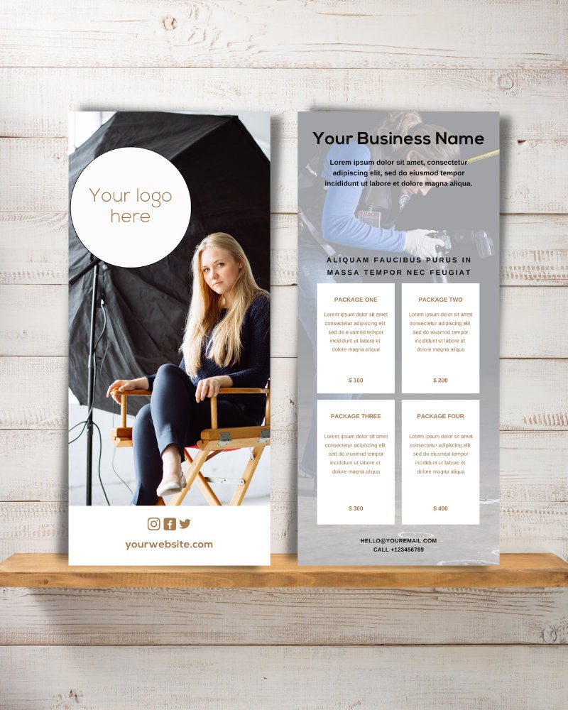 Rack Card Template | Photography Rack Card | Price Guide Template ...