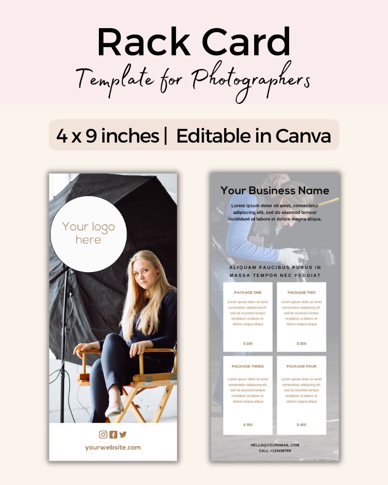 Rack Card Template | Photography Rack Card | Price Guide Template ...