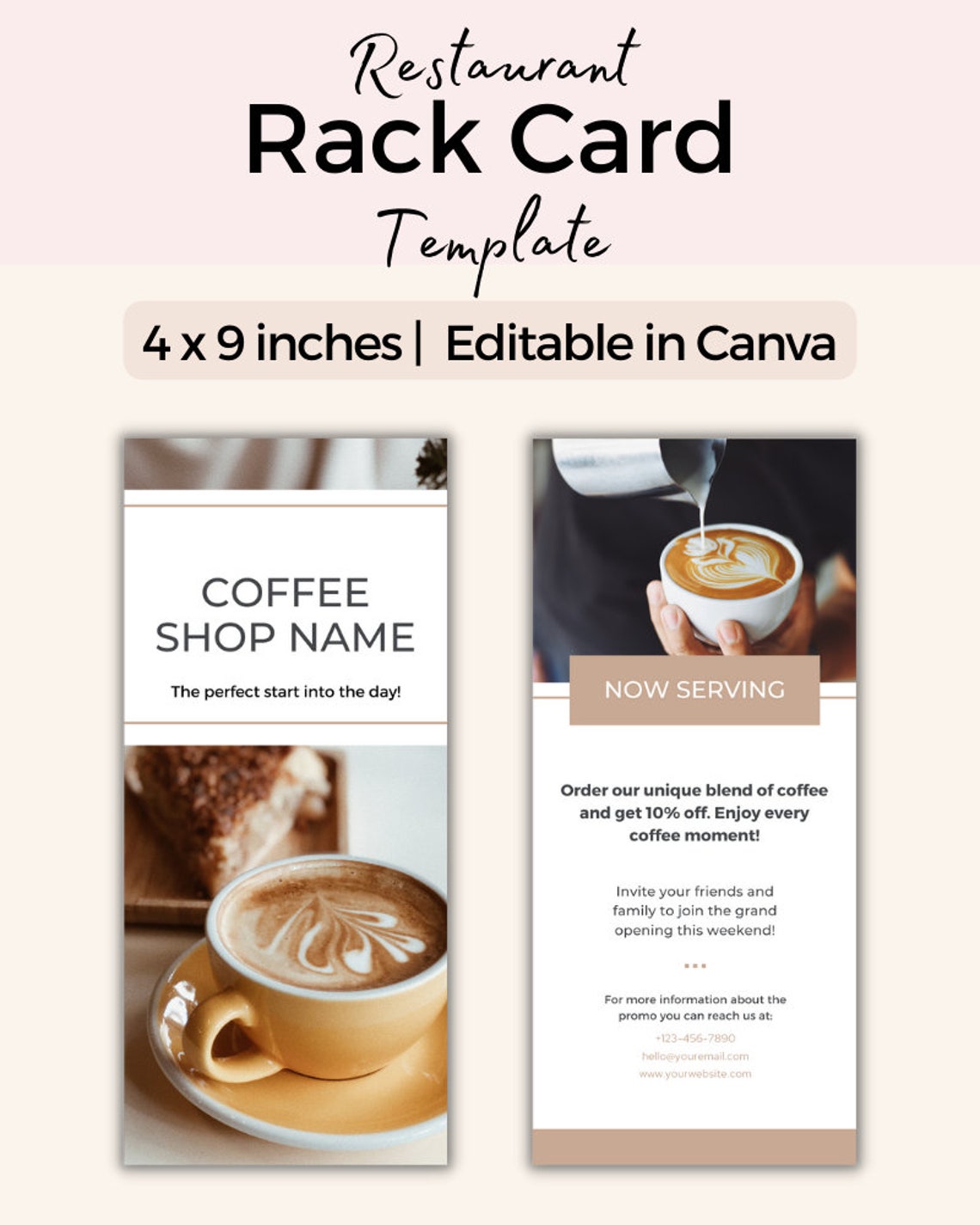 Rack Card Template | Restaurant Rack Card | Price Guide Template | 4x9 ...