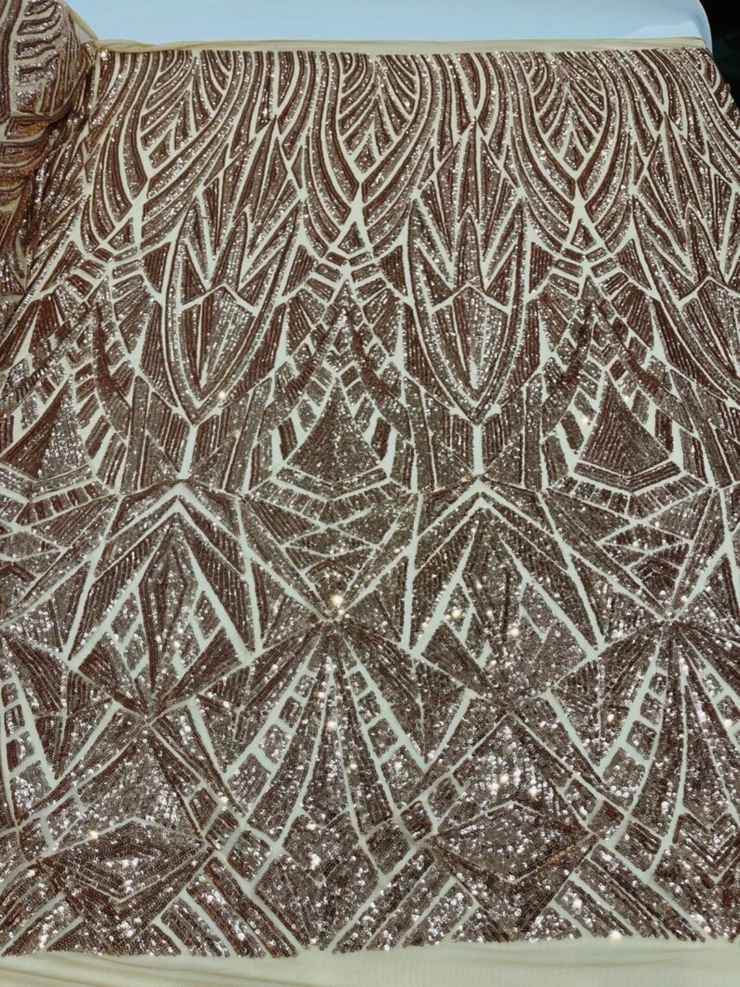 Geometric Shiny Sequin Design on a 4 Way Stretch Mesh-sold by the Yard ...