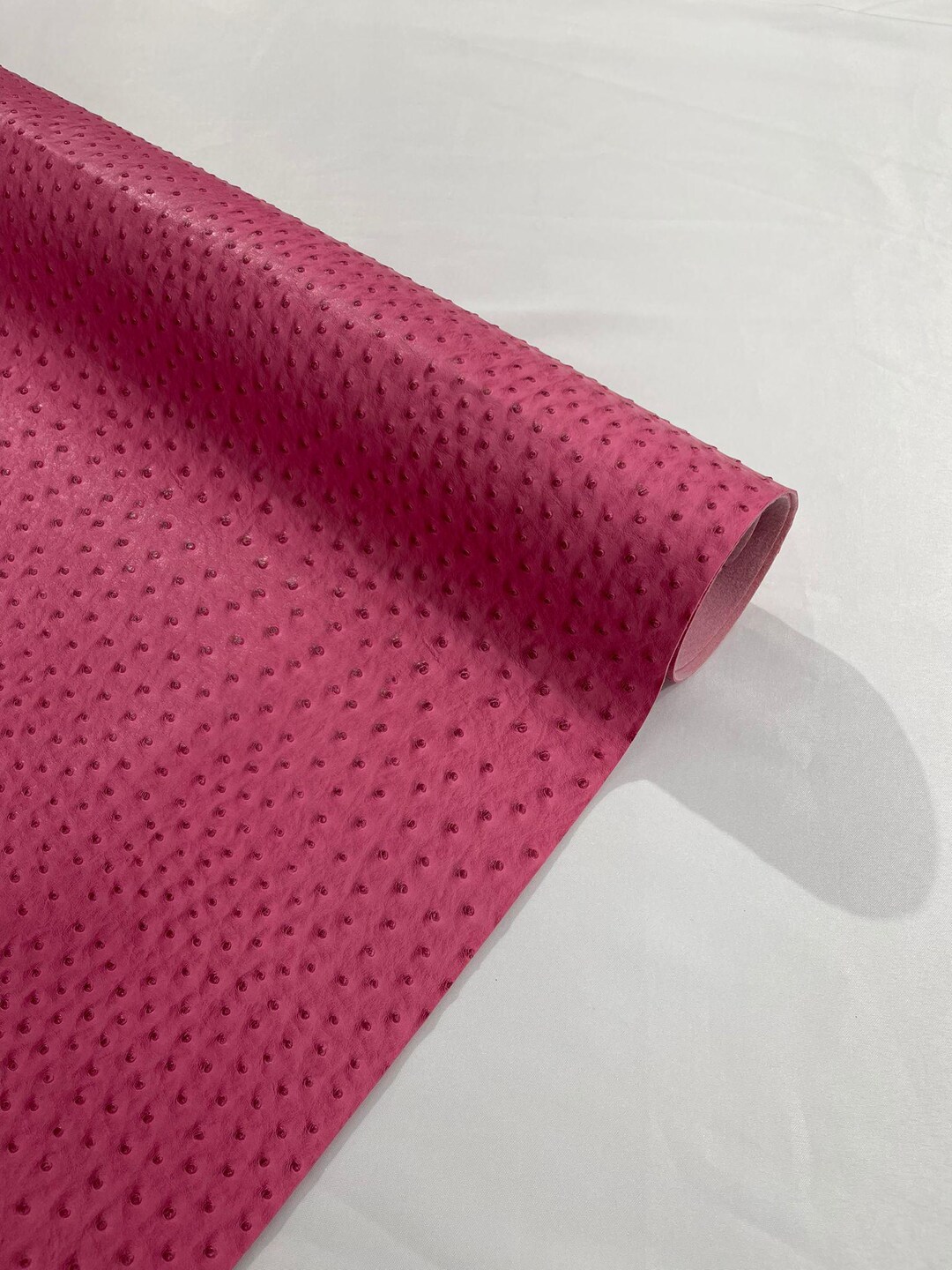 Candy Pink 54” Wide Ostrich Fake Leather Upholstery, 3-D Ostrich Skin ...
