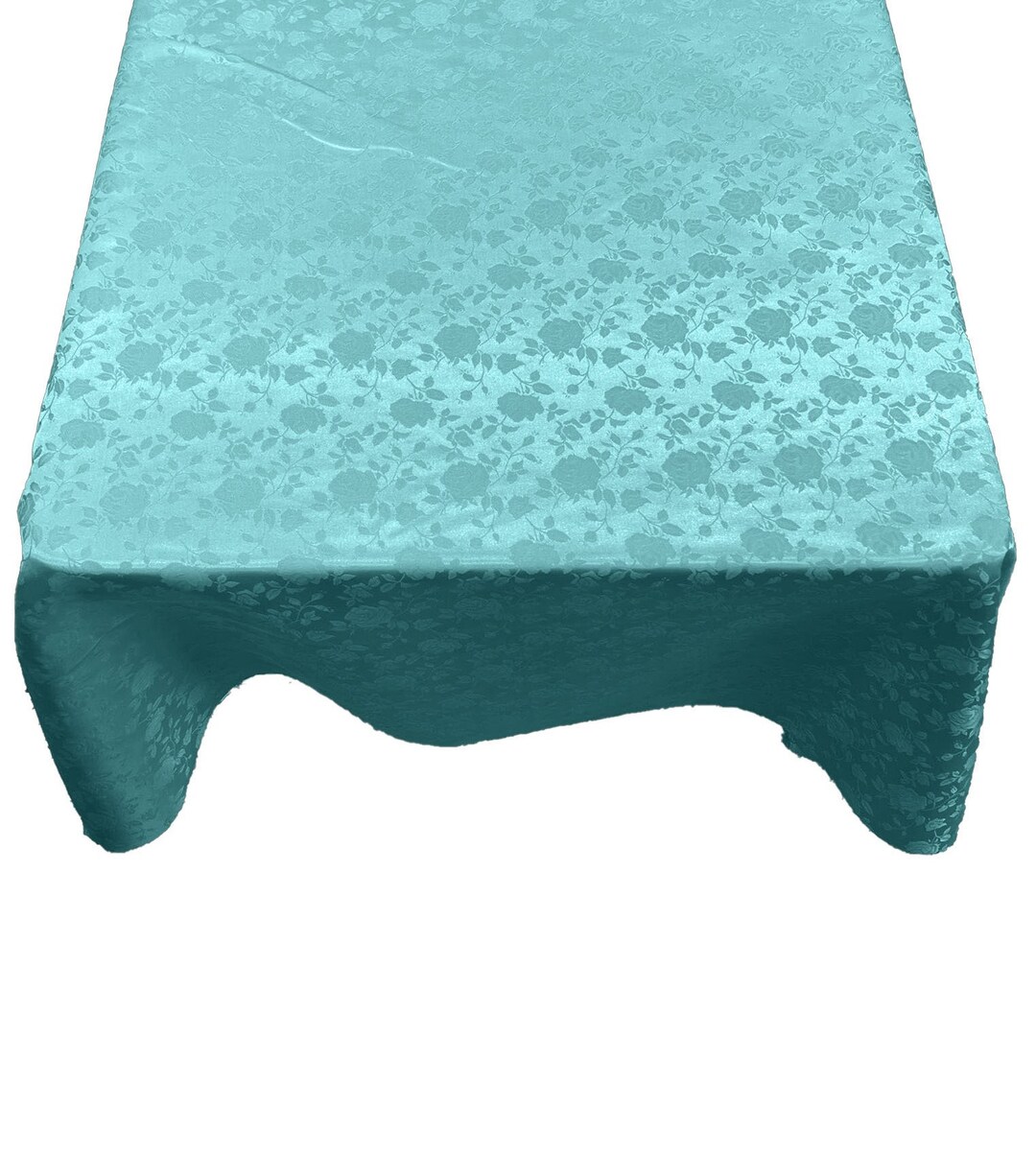 Jade Square Tablecloth Roses Jacquard Satin Overlay for Small Coffee ...