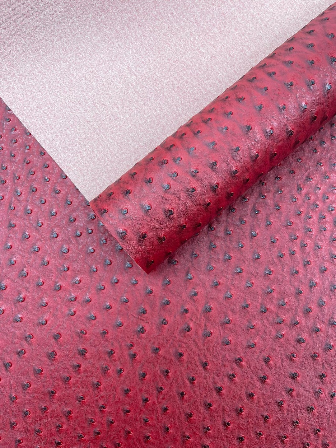Dark Red Classic Ostrich Upholstery Vinyl Fabric / Faux Leather ...