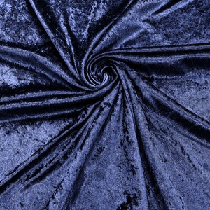 Navy Blue 59/60" Wide Crushed Stretch Panne Velvet Velour Fabric Sold ...