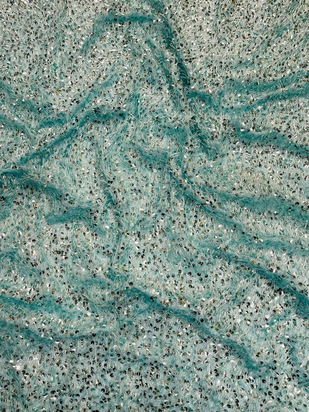 Mint Green Sequin Eyelash Fringe Design by the Yard, Eyelash Fabric ...