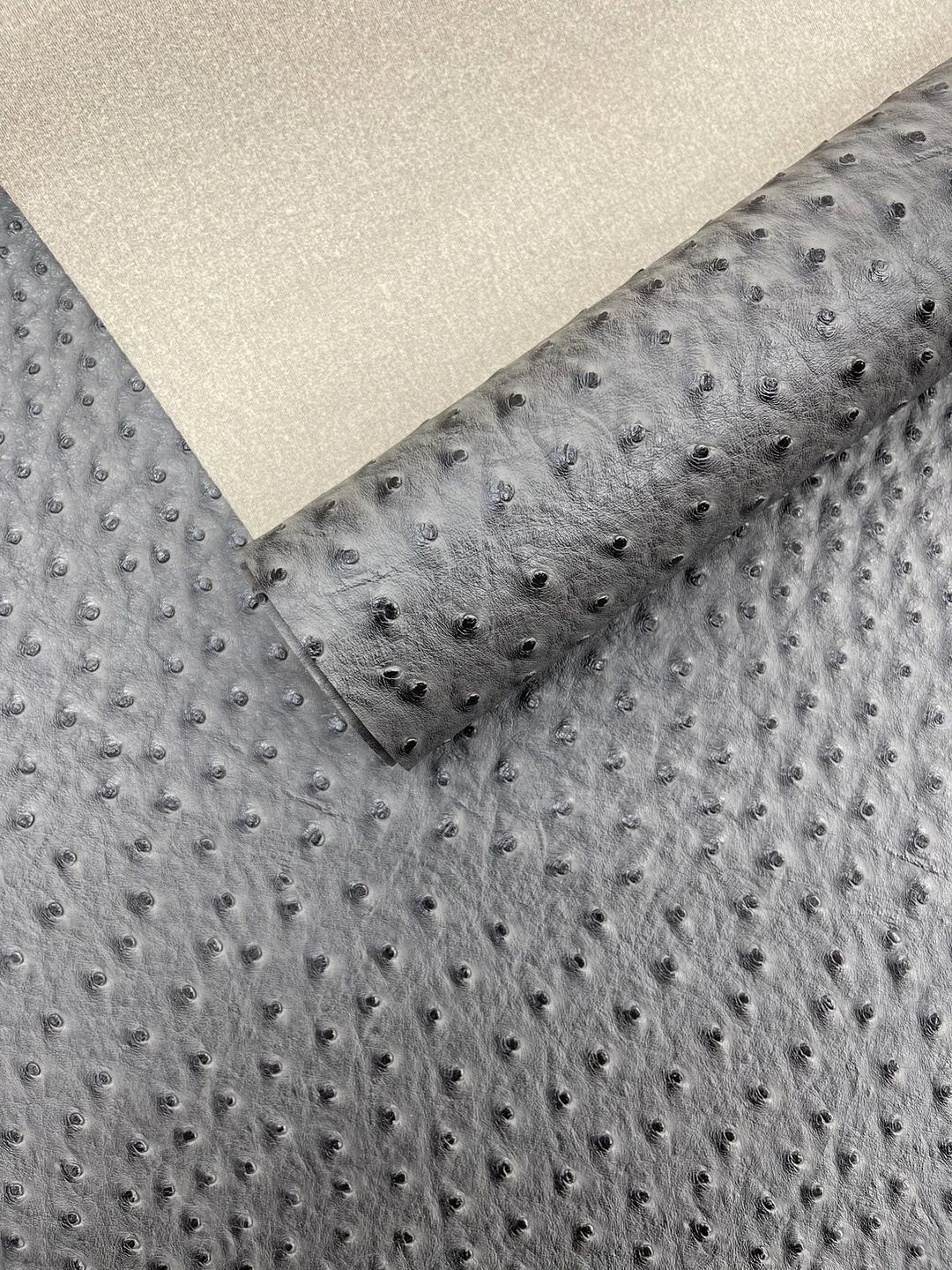 Charcoal Classic Ostrich Upholstery Vinyl Fabric / Faux Leather ...