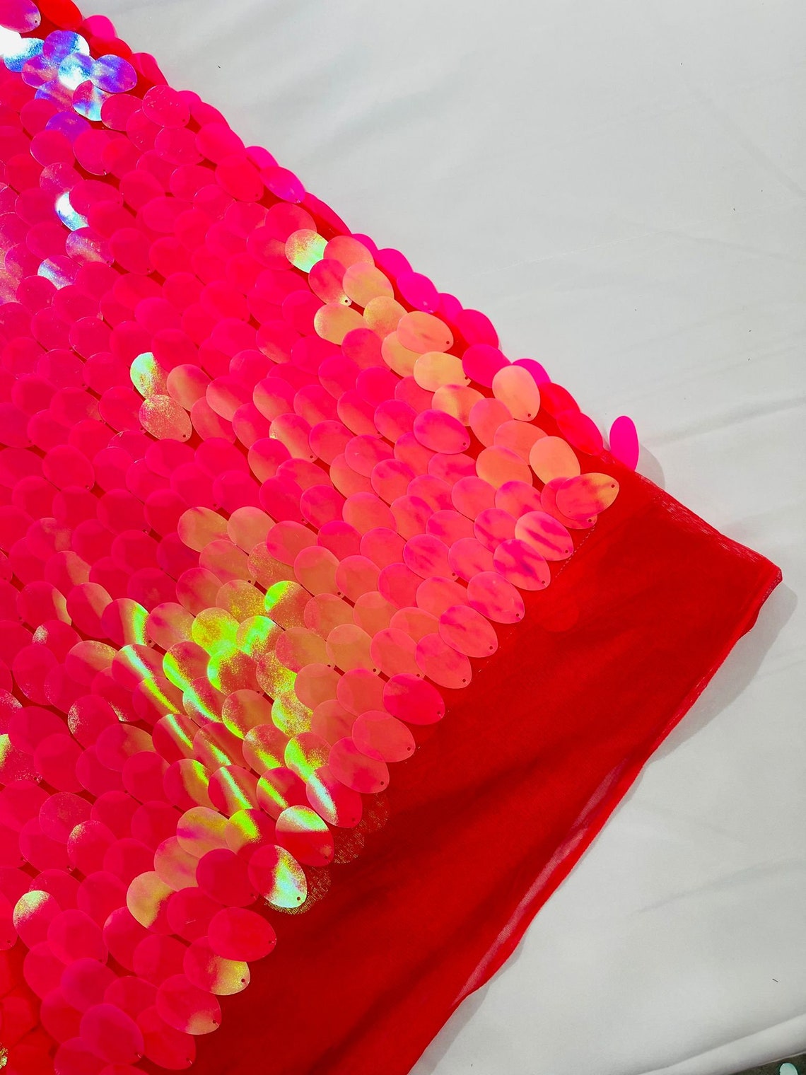 Hot Pink Iridescent Jumbo Sequins Oval Sequin Paillette/tear Drop ...