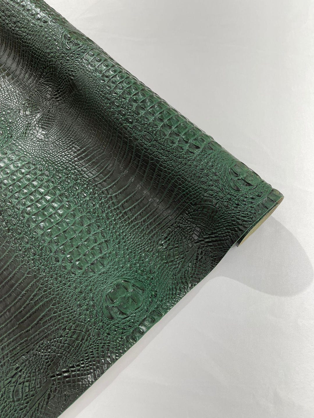 Hunter Green 54” Wide Gator Two Tone Fake Leather Upholstery, 3-D ...