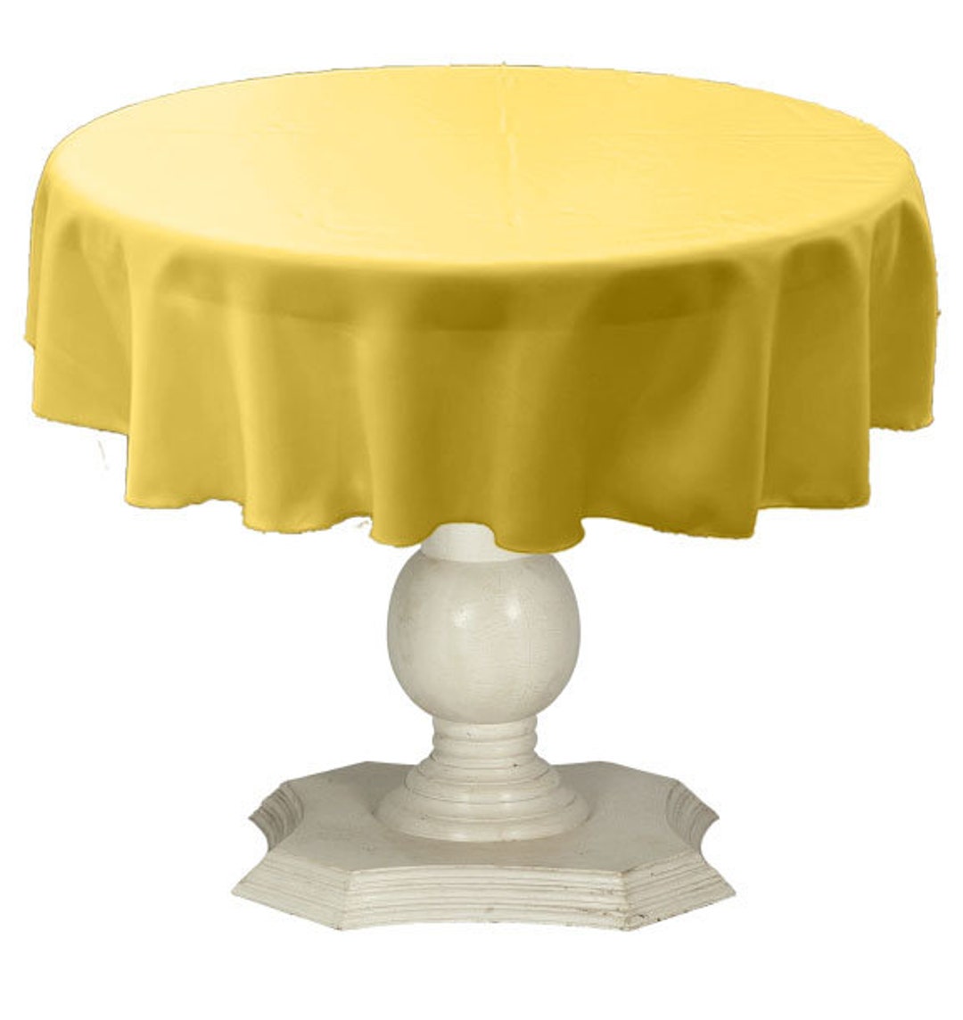 Yellow Round Tablecloth Solid Dull Bridal Satin Overlay for Small ...