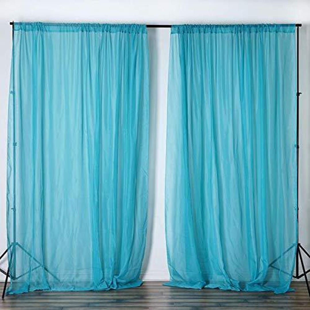 Turquoise 2 Panels - Polyester See Through Chiffon Backdrop Drape ...