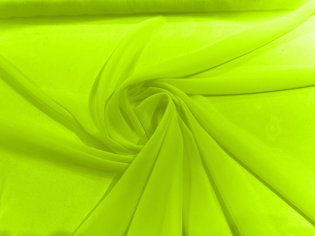 Neon Yellow 5yards 60" Wide Sheer Fabric Chiffon Fabric by the Yard ...