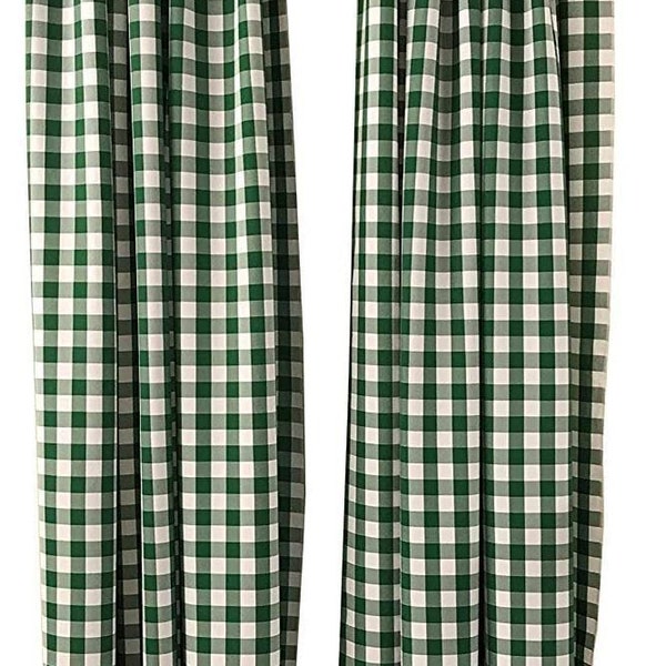 Hunter Green Gingham Curtains - Etsy UK