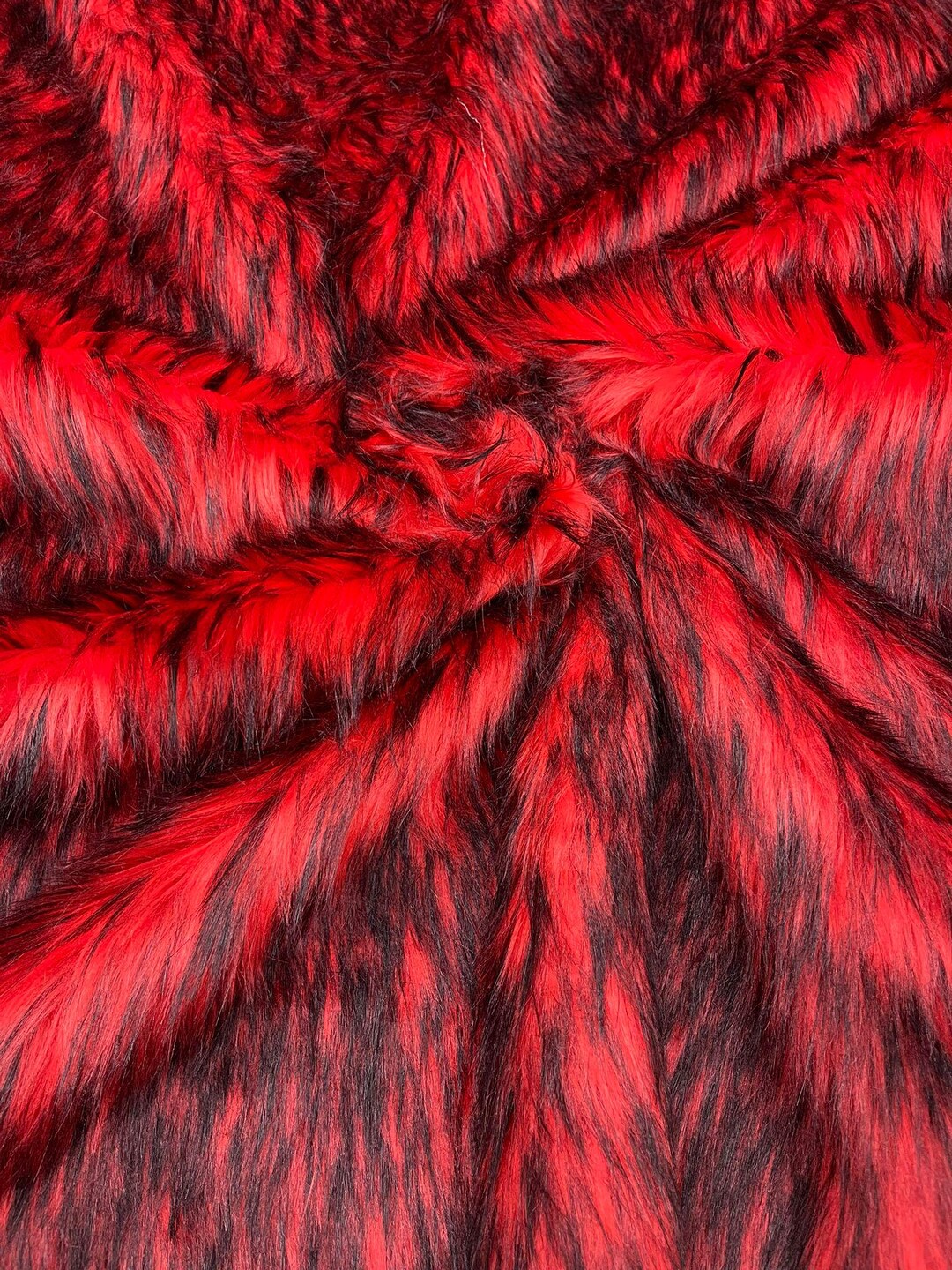 Husky Faux Fur, 2 Tone Shaggy Faux Fur 60" Wide - Red-black - Etsy