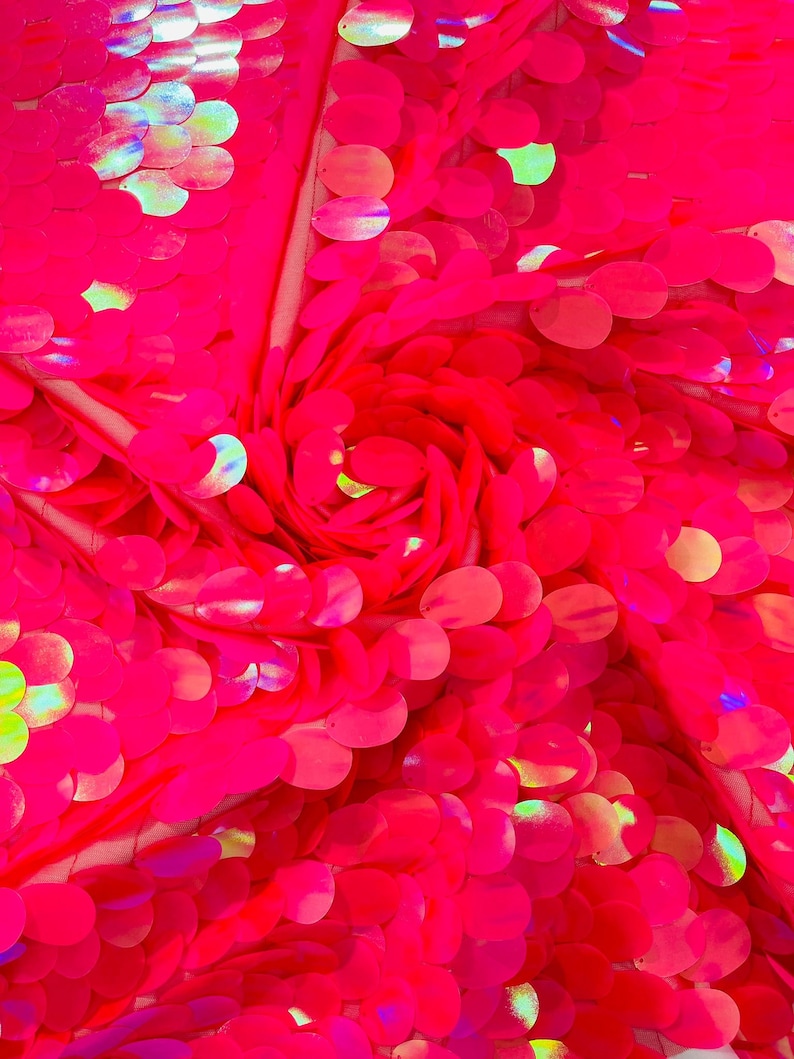 Hot Pink Iridescent Jumbo Sequins Oval Sequin Paillette/tear Drop ...