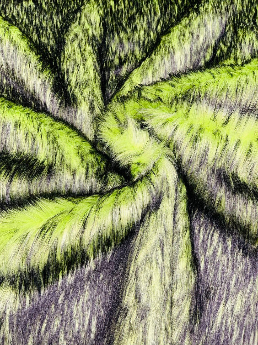 Husky Faux Fur, 2 Tone Shaggy Faux Fur 60" Wide - Lime Green-black - Etsy