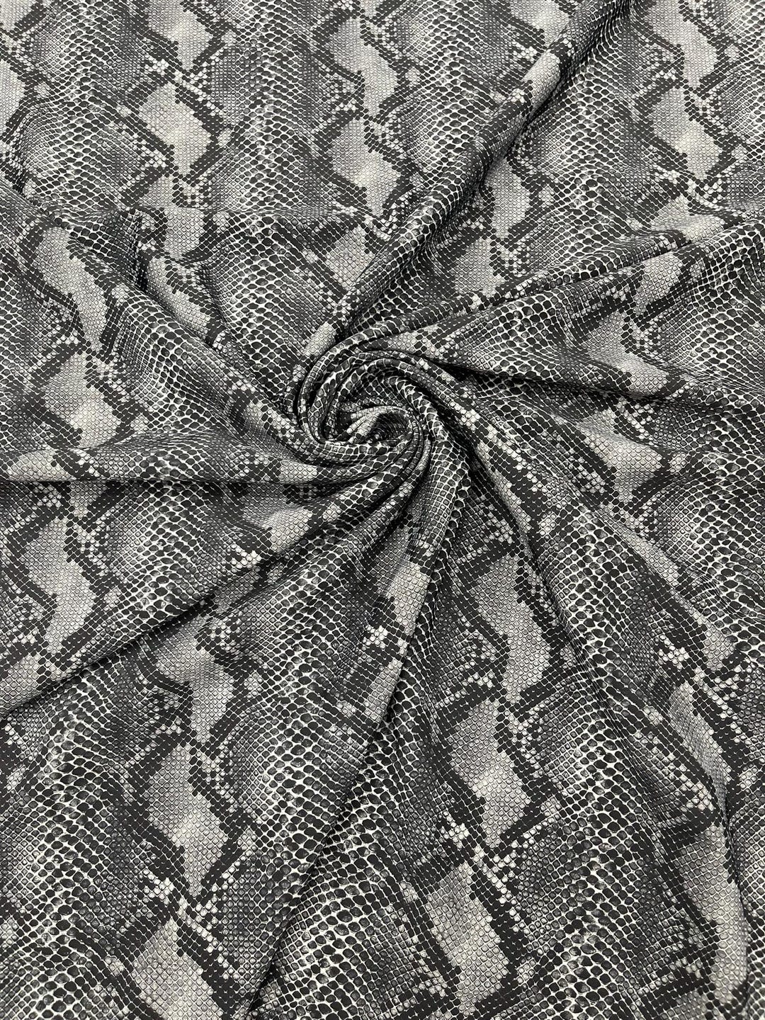 Gray Black Python Snake Print on a 4 Way Stretch Nylon Spandex/58” Wide ...