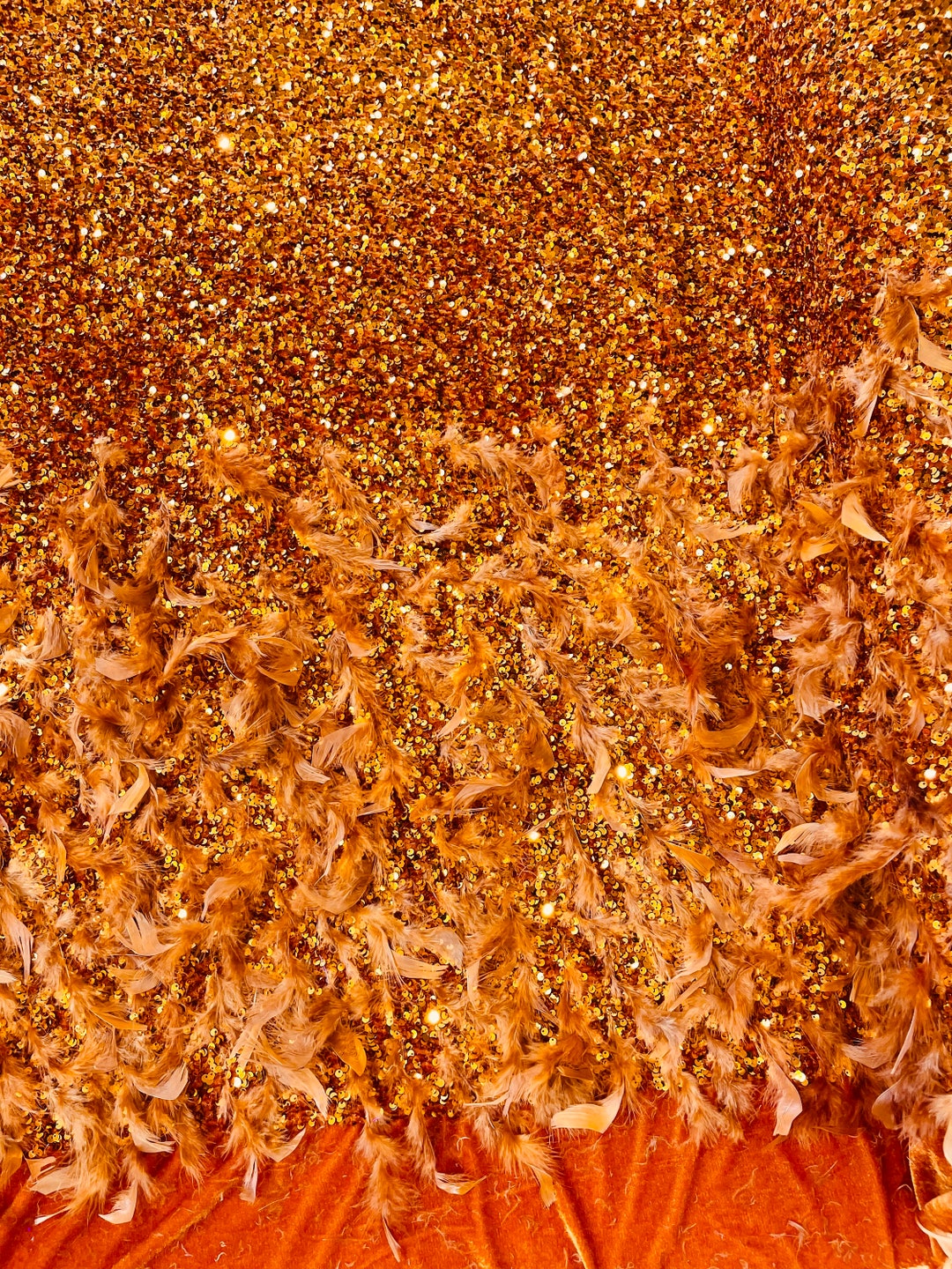Feathers Sequins 5mm on a Stretch Velvet 2-way Stretch, Sold by the ...