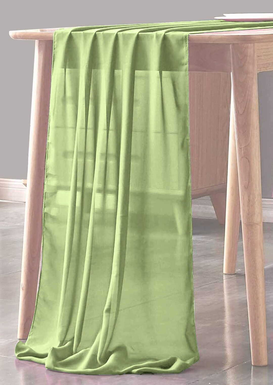 Sage Green Chiffon Sheer Table Runner for Wedding, Decorations for ...