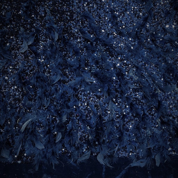 Blue Feather Fabric - Etsy