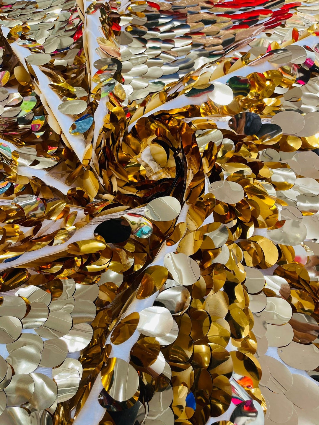 Gold Iridescent Jumbo Sequins Oval Sequin Paillette/tear Drop Mermaid ...