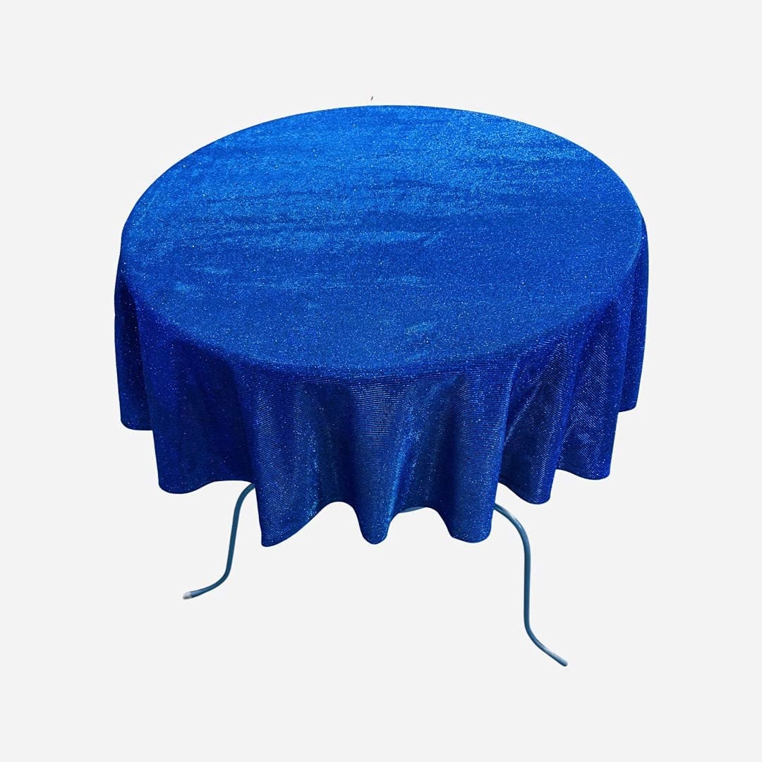 Royal Blue Round Full Covered Glitter Shimmer Fabric Tablecloth, Good ...