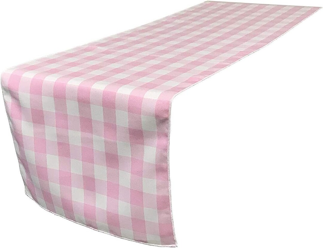 White & Light Pink 12" Wide by the Size of Your Choice, Polyester ...