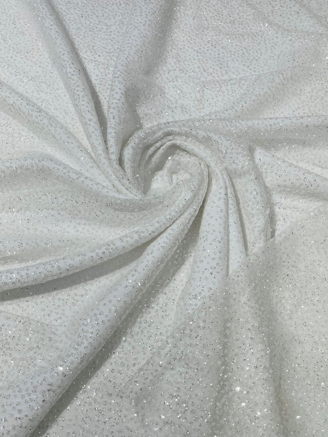 White - Chunky Tulle Glitter Fabric Shimmer/ Tulle Glitter for Dresses ...