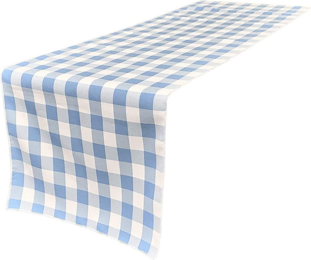 White & Light Blue 12" Wide by the Size of Your Choice, Polyester ...