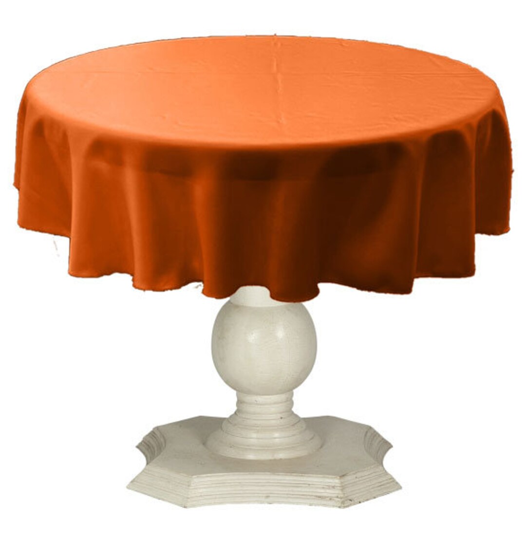 Dark Orange Round Tablecloth Solid Dull Bridal Satin Overlay for Small ...