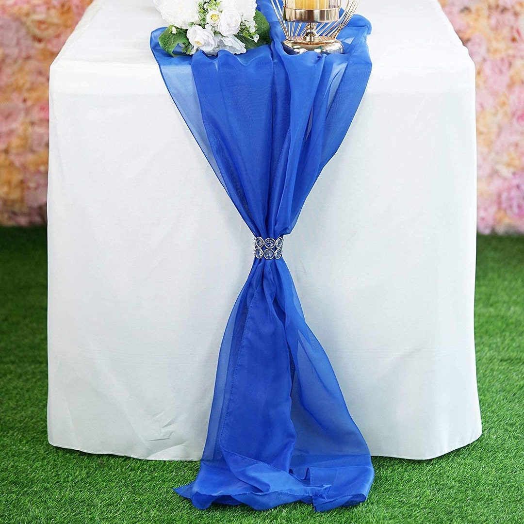 Royal Blue Chiffon Table Runner Extra Long, Wedding Runners, Holiday ...