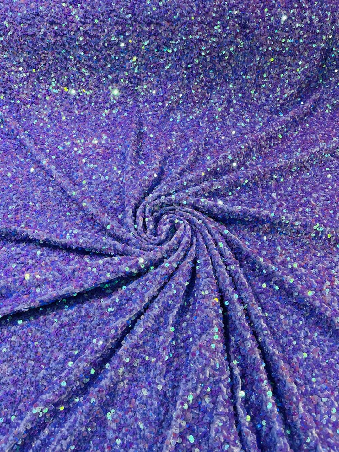Lavender Iridescent 54" Stretch Velvet With Luxury Sequins All Over 5mm ...