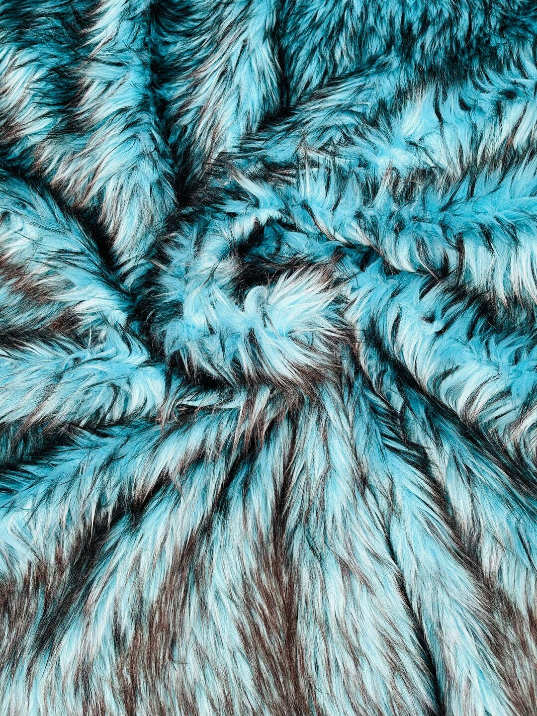 Husky Faux Fur, 2 Tone Shaggy Faux Fur 60" Wide - Turquoise-black - Etsy