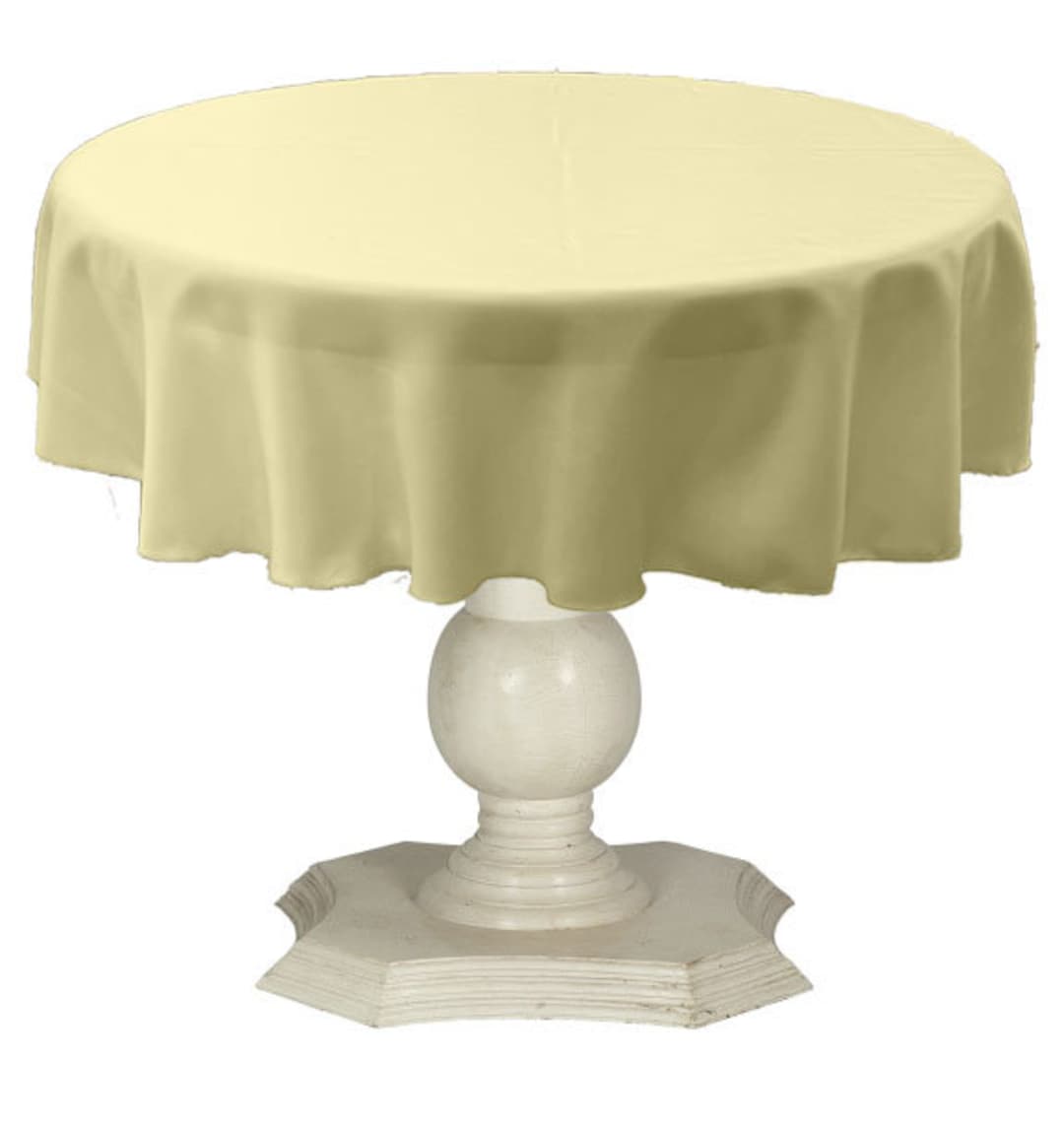 Light Yellow Round Tablecloth Solid Dull Bridal Satin Overlay for Small ...