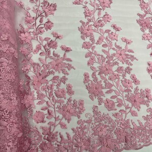 Candy Pink Princess 3D Floral Design Embroider and Beaded With Pearls ...