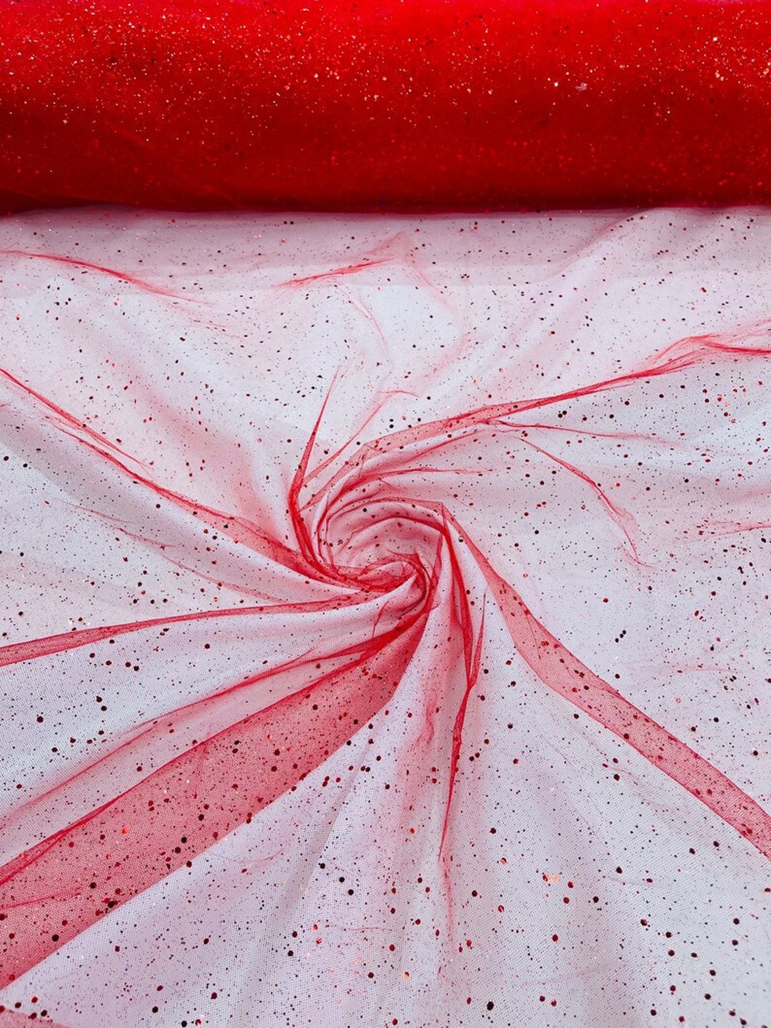 Red Glitter Tulle Fabric Shimmer/ Tulle Glitter for Dresses/ Mesh ...