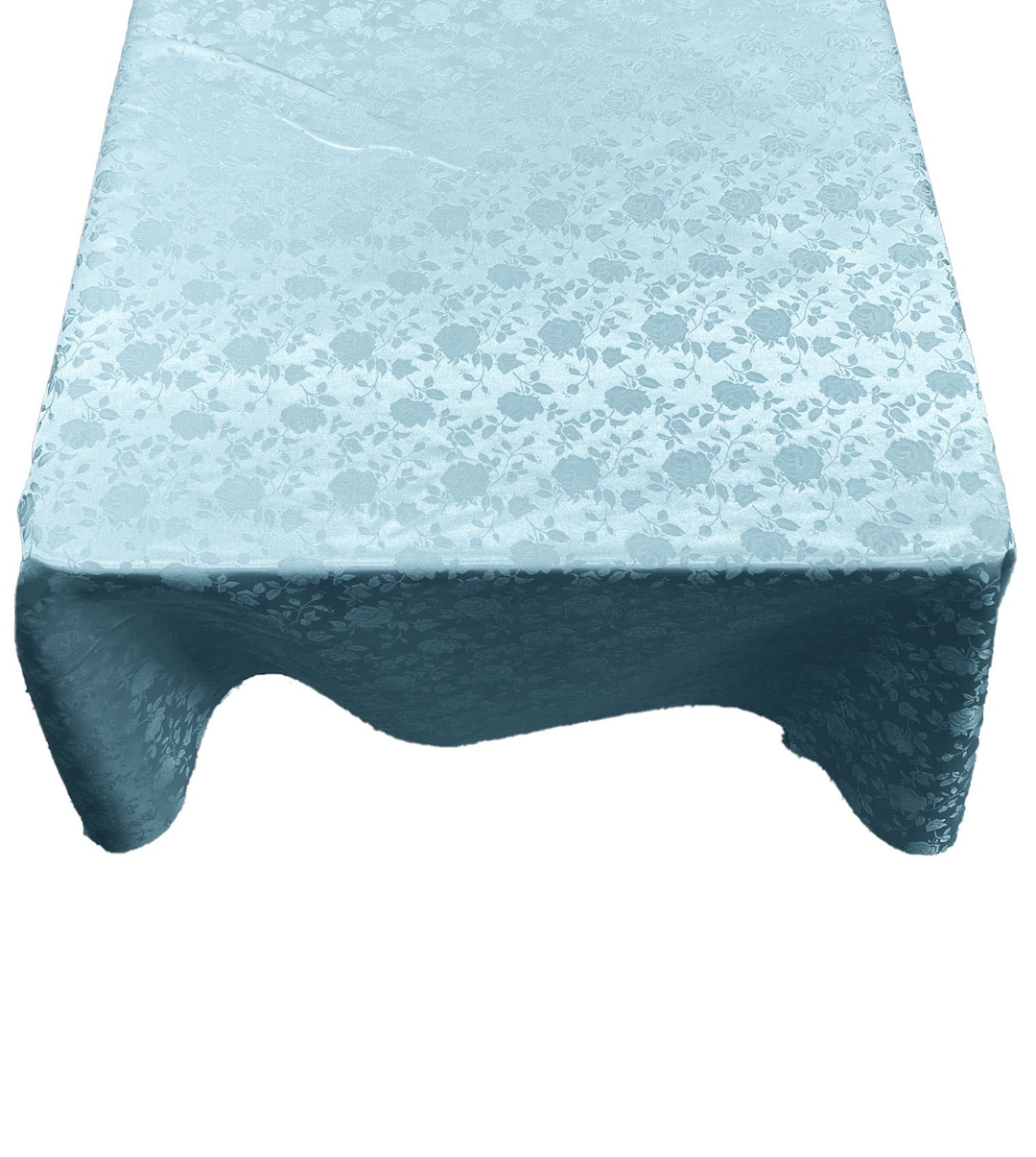 Baby Blue Square Tablecloth Roses Jacquard Satin Overlay for Small ...
