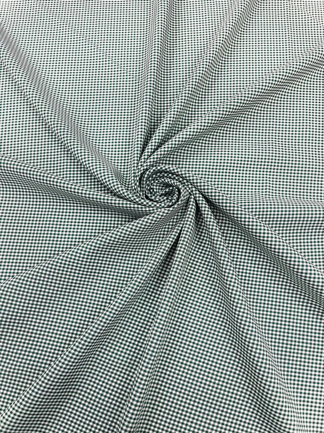 Hunter Green Gingham 1/8” Squares, Poly Cotton Checkered Fabric- Sold ...