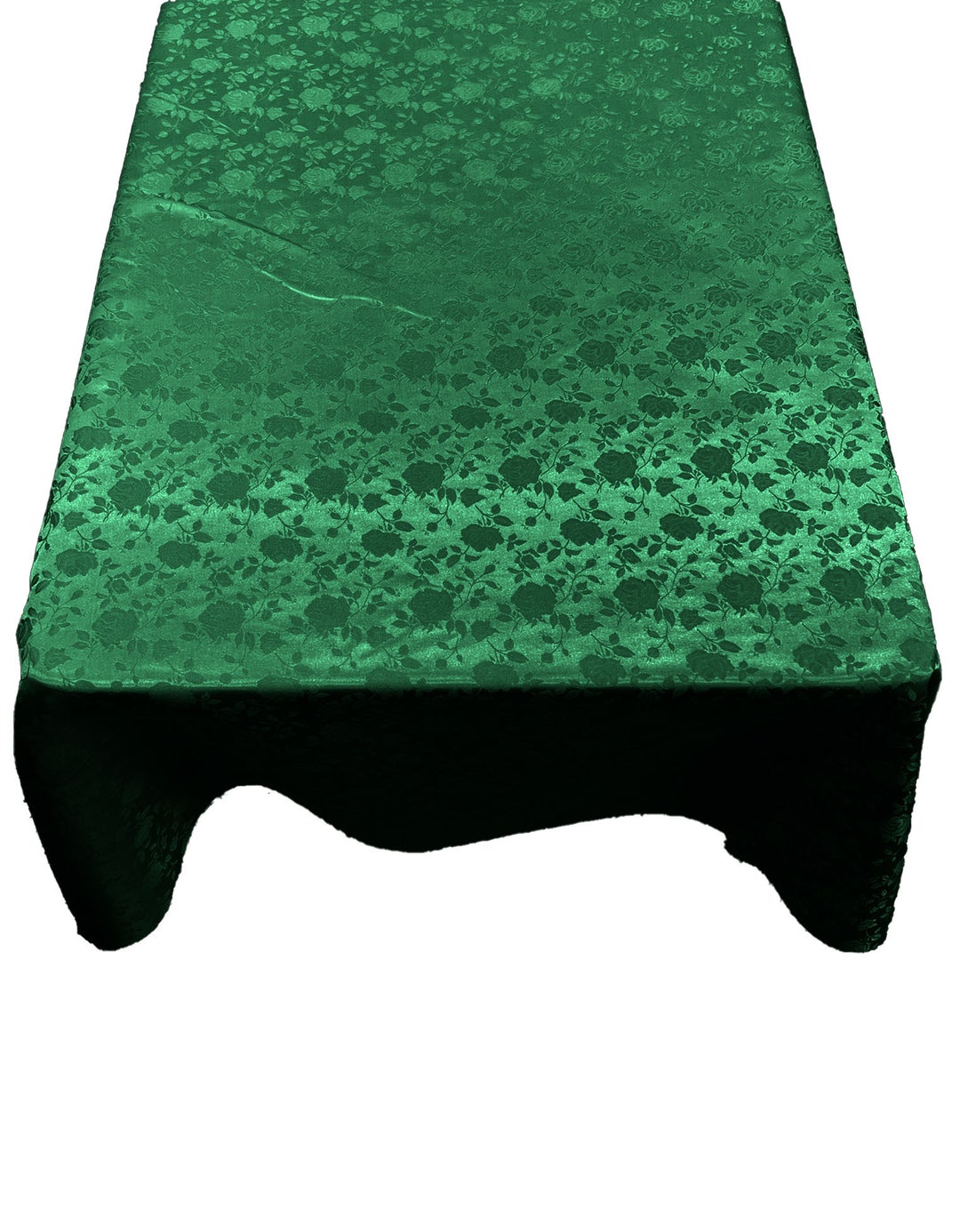 Hunter Green Roses Jacquard Satin Rectangular Tablecloth Seamless/party ...