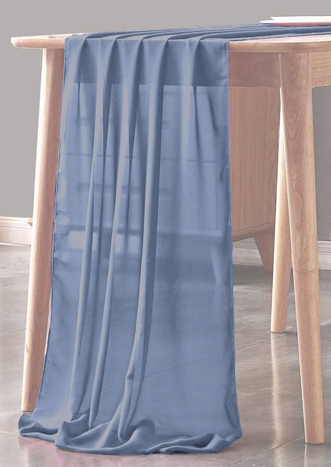 Steel Blue Chiffon Sheer Table Runner for Wedding, Decorations for ...
