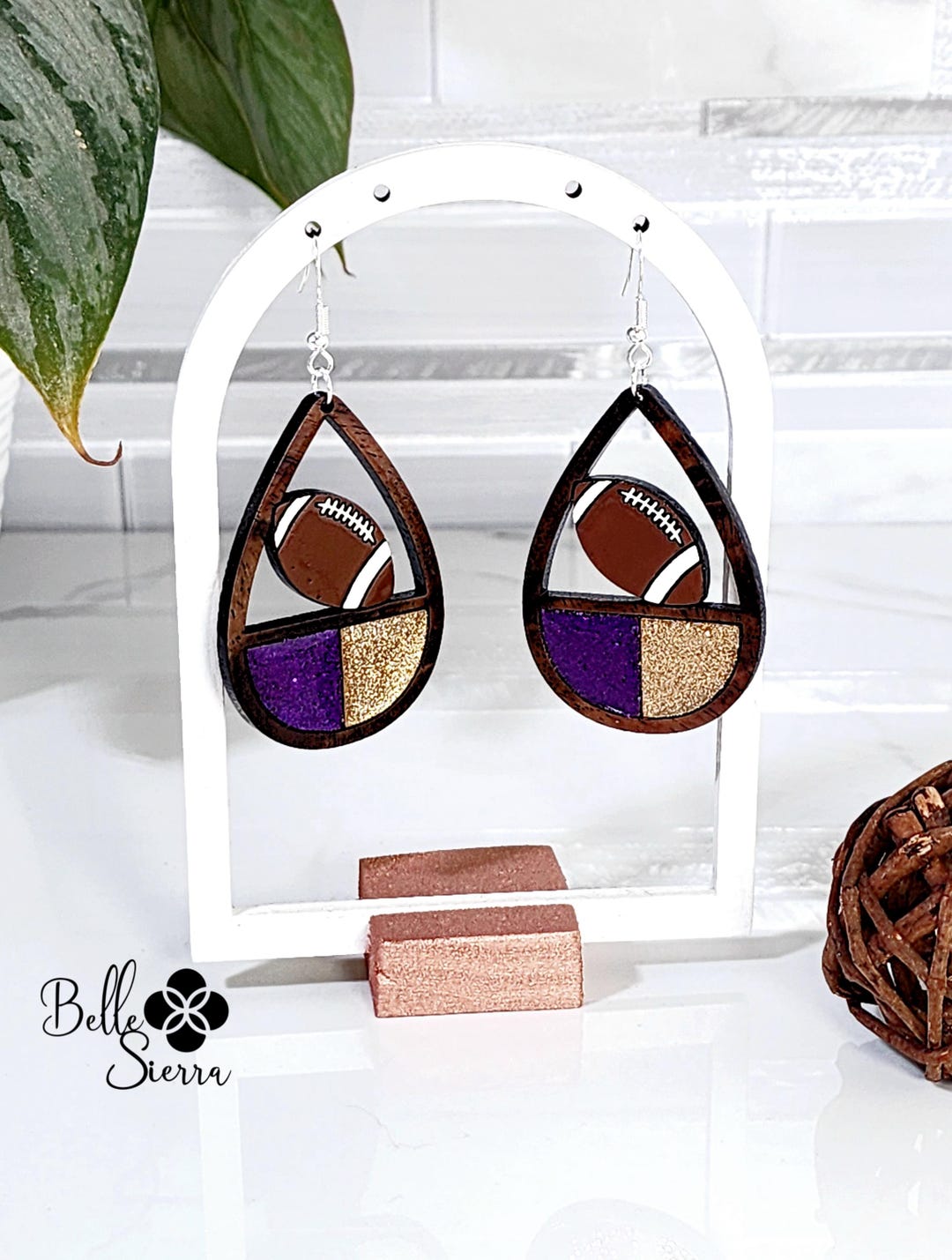 Team Colors Glitter Football Teardrop Earrings - Etsy