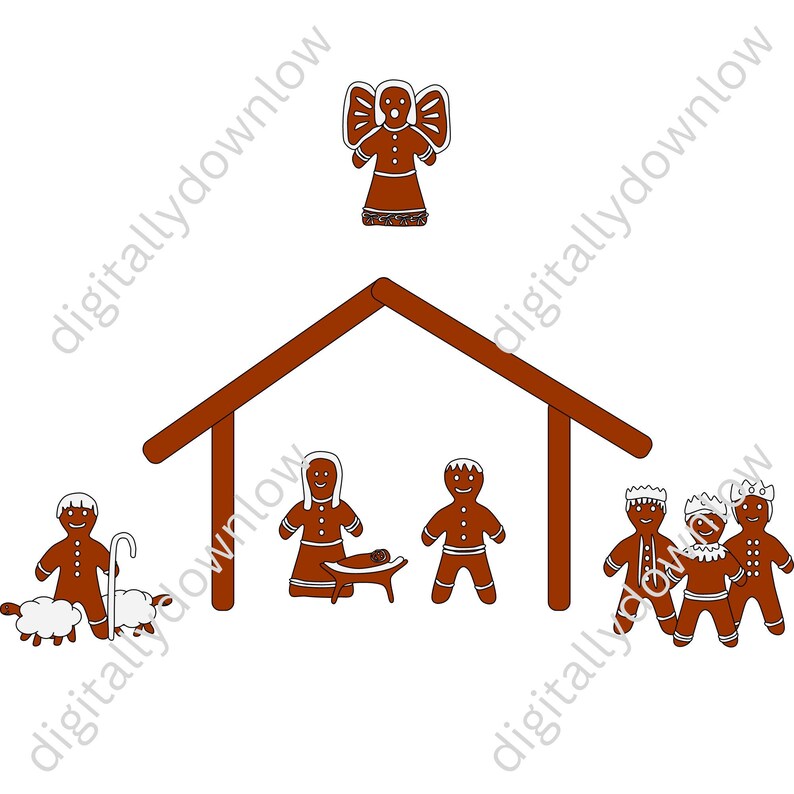 Gingerbread Nativity Scene Christmas Printable, Digital Download ...